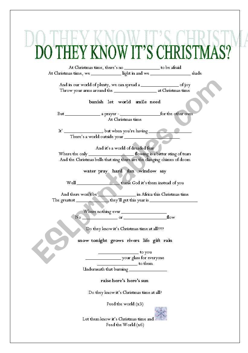 English worksheets: Do they know it´s Christmas?