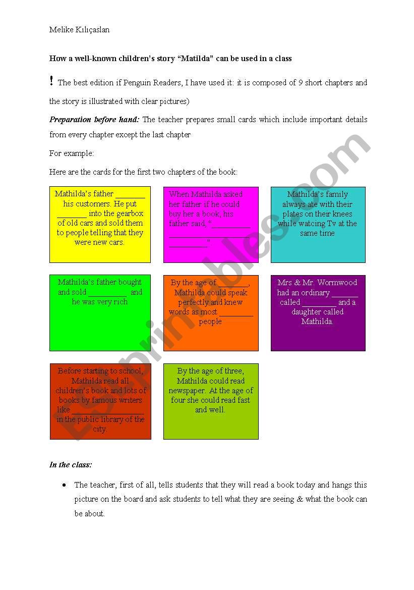 a lesson plan- how to use a children´s story in a class - ESL worksheet ...