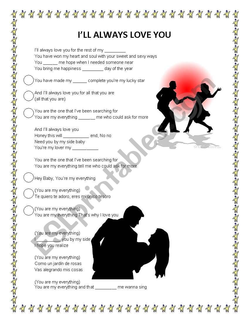 IÂ´ll always love you - listening - ESL worksheet by My Stacey