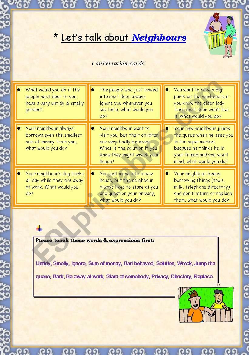 Let´s talk about neighbours - ESL worksheet by eminemxu_27
