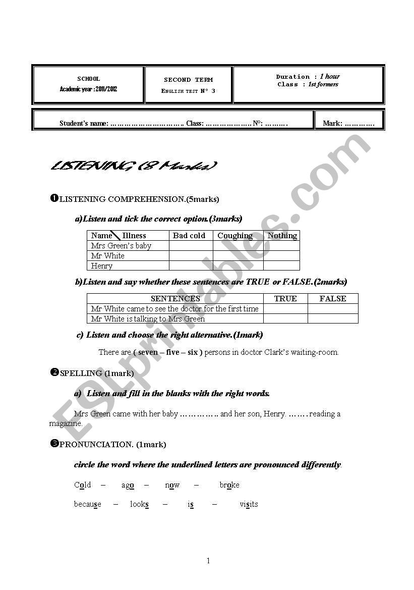 test N° 3 - ESL worksheet by mallouli hamdi