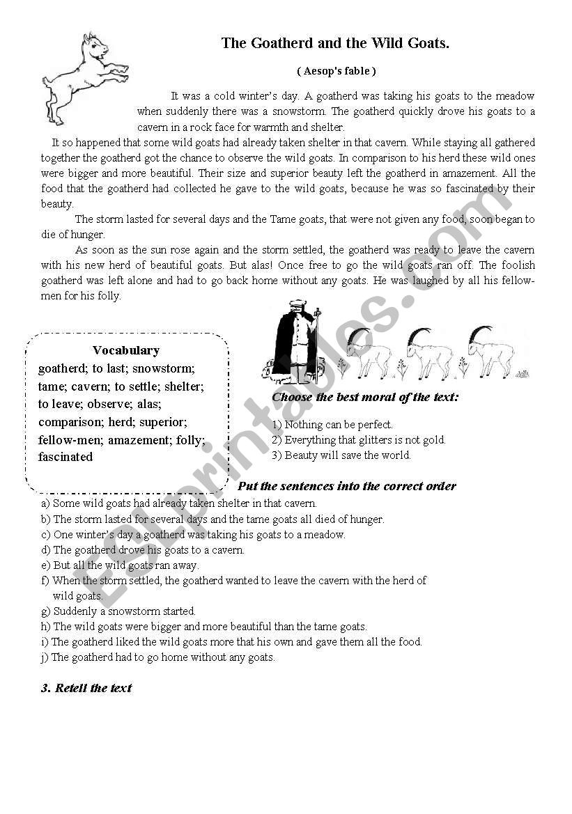 Aesop´s fables (Part I) The Goatherd and the Wild Goats. - ESL ...