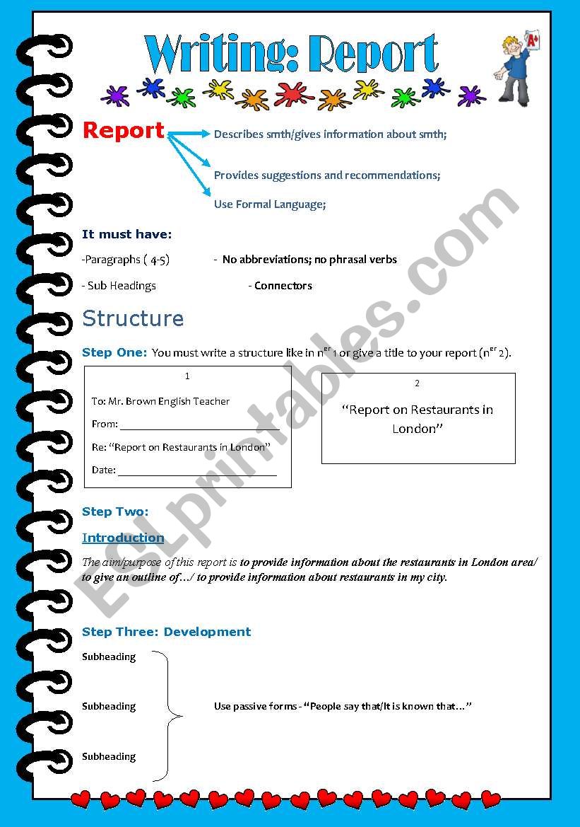 Report ESL Worksheet By Marycris