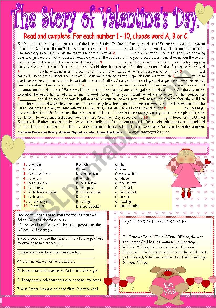The Origins of Valentine´s Day. - ESL worksheet by LUCETTA06
