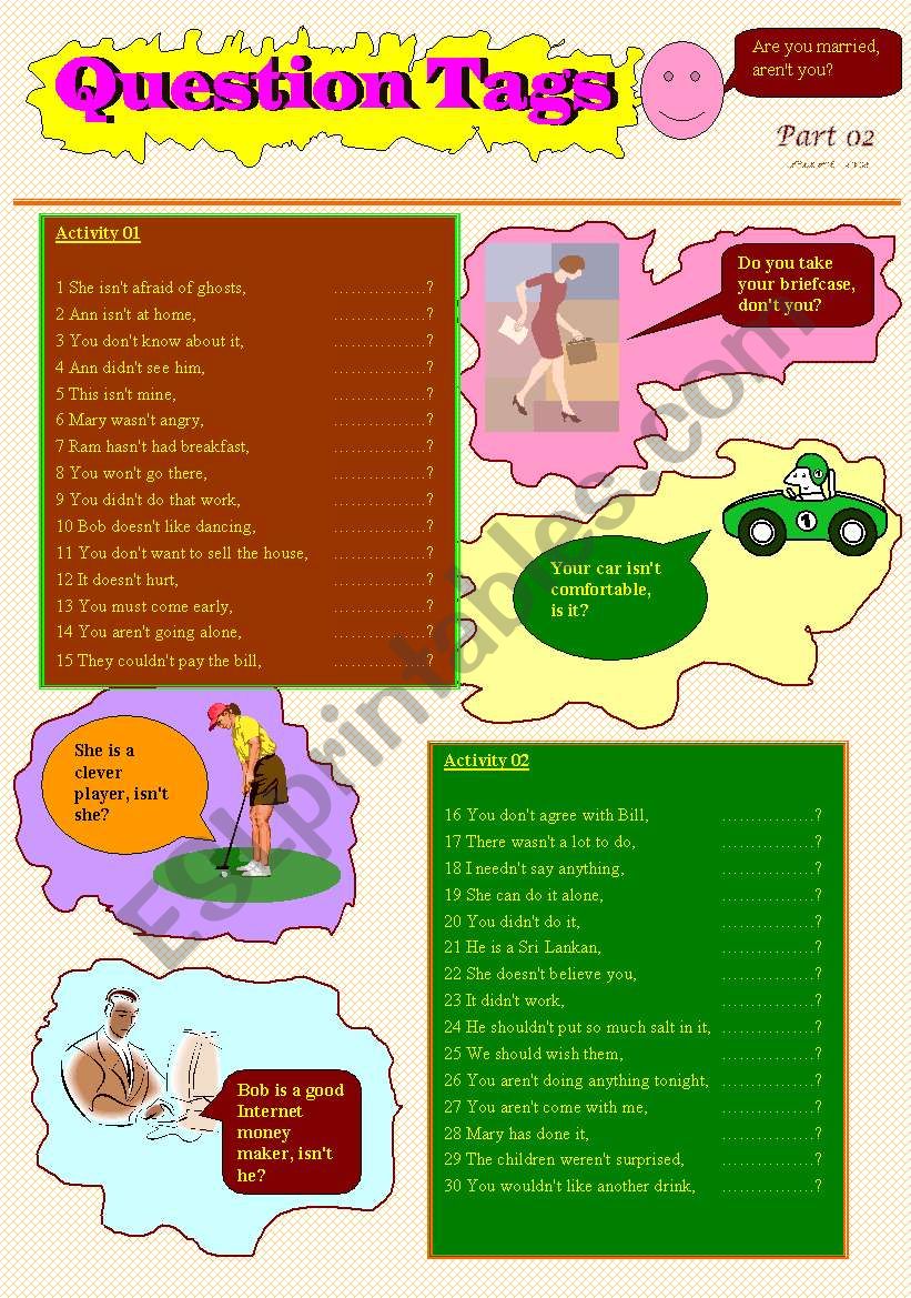 Let´s fun with Tag Questions! - ESL worksheet by dinethra