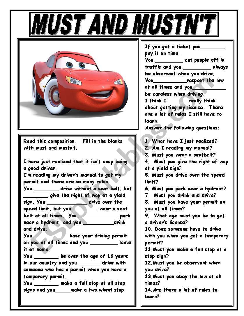 MUST AND MUSTN´T - ESL worksheet by GIOVANNI