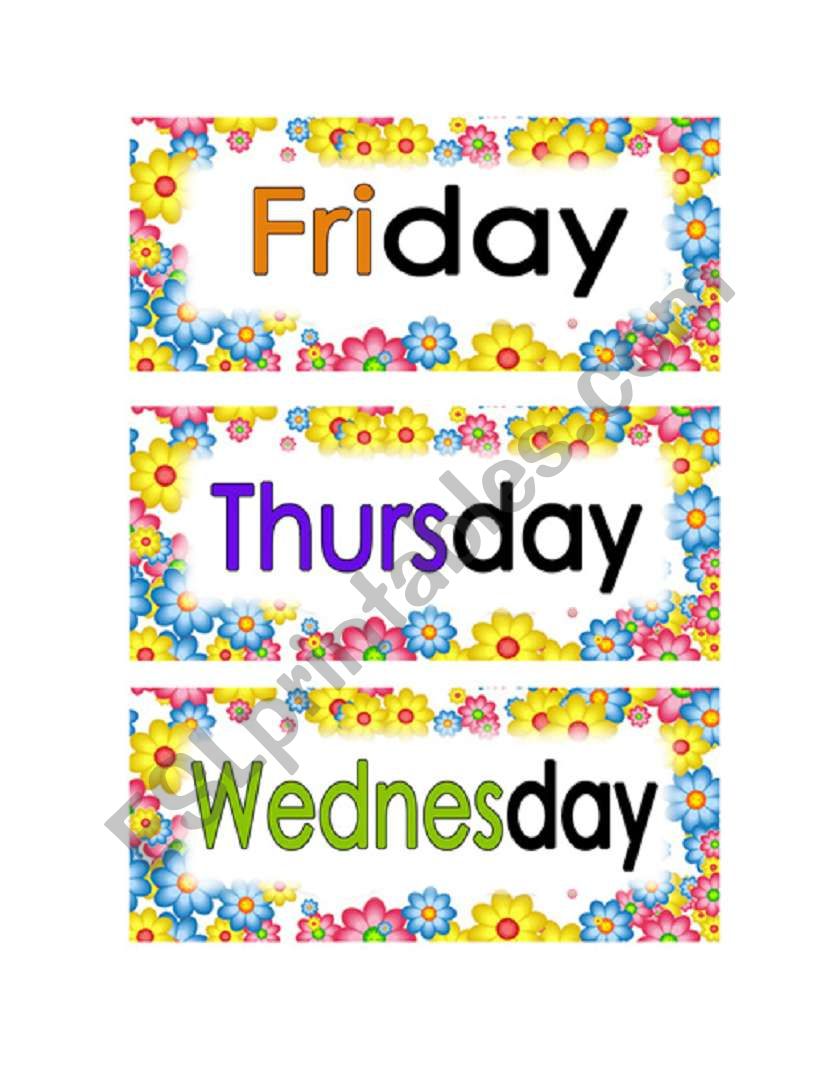 Days Of The Week Flower Printable | Best Flower Site