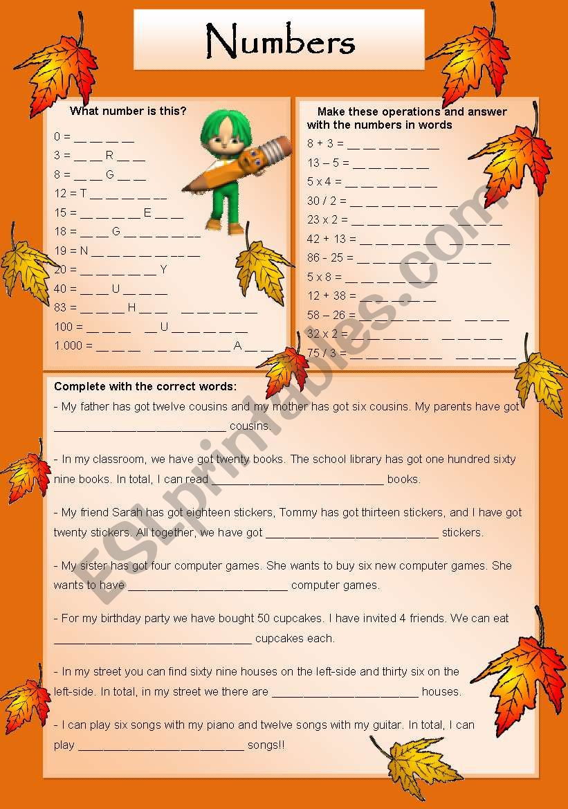 Let´s play with numbers! - ESL worksheet by Ipsagel