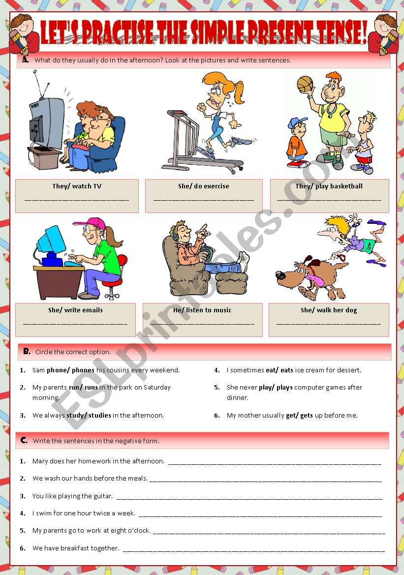 Let´s practise the simple present tense! - ESL worksheet by mariaolimpia