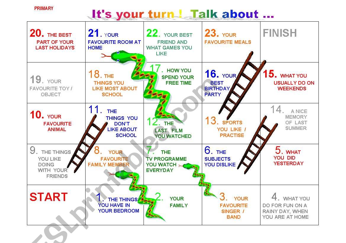 Snakes and ladders nº 5 ( for children ) - ESL worksheet by aliciapc