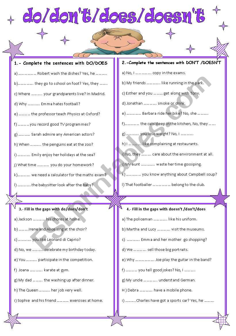 DO, DON´T, DOES, DOESN´T - ESL worksheet by mariaah