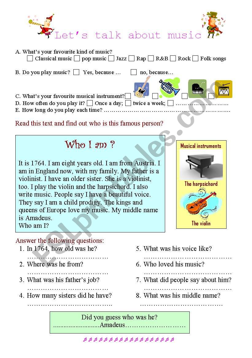 Let´s talk about music - ESL worksheet by hayet