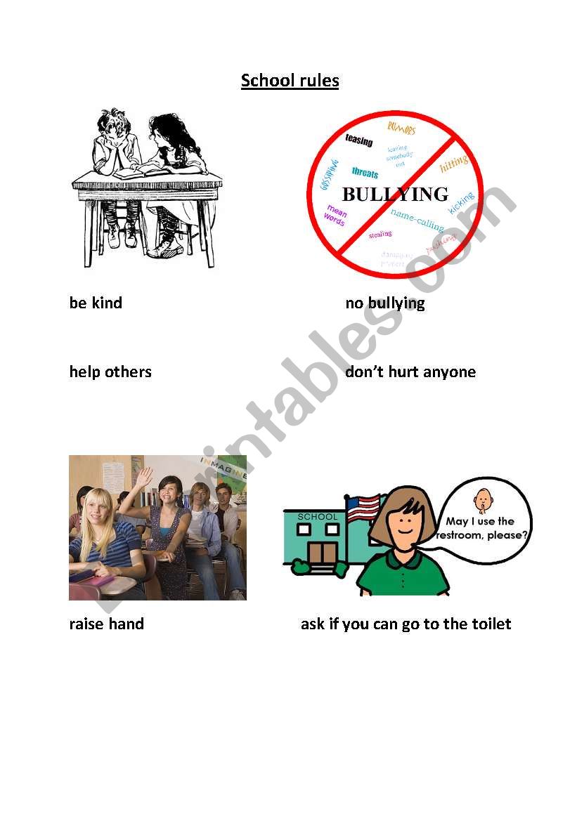 School rules (must or mustn´t) - ESL worksheet by sonnenschein School rules (must or mustn´t) - ESL worksheet by sonnenschein