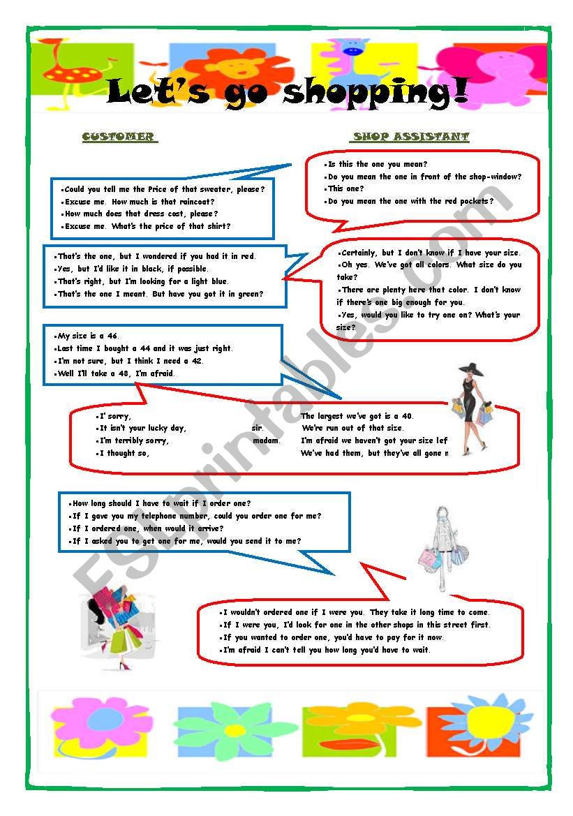 LetÂ´s Go Shopping! - ESL worksheet by setxump