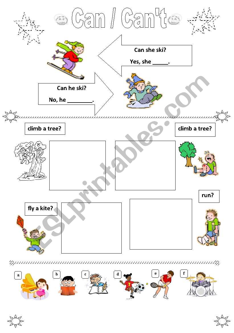 Can or Can´t for ability - ESL worksheet by coolestest