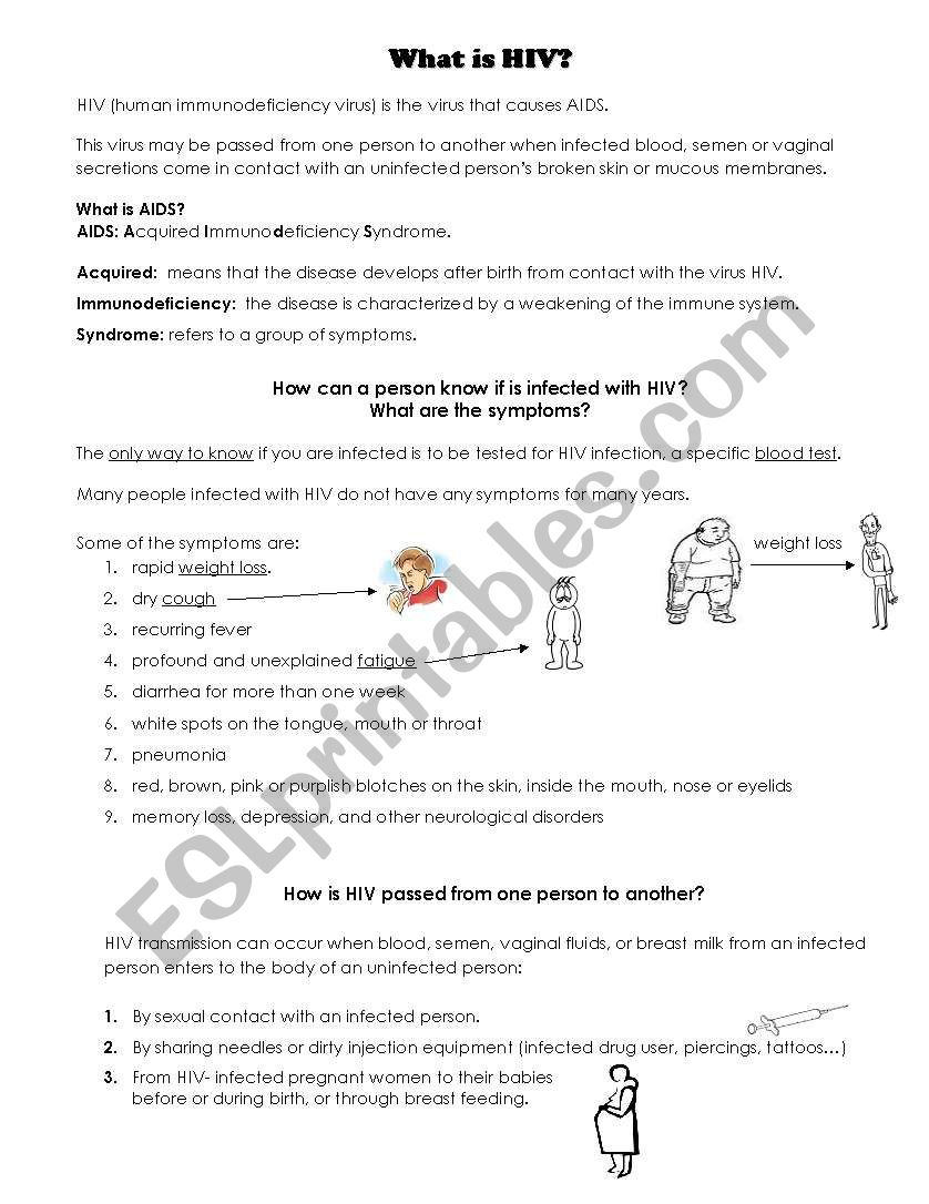 English worksheets: What´s HIV?
