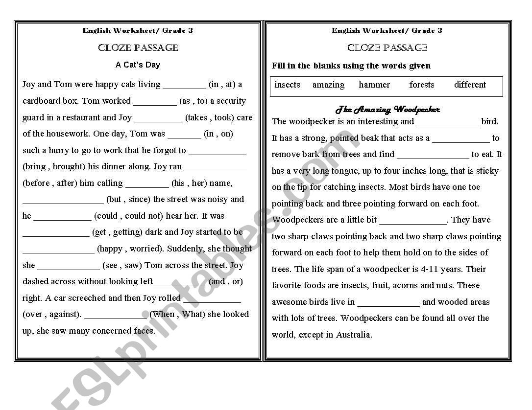 Cloze Passage ESL Worksheet By Zuhu