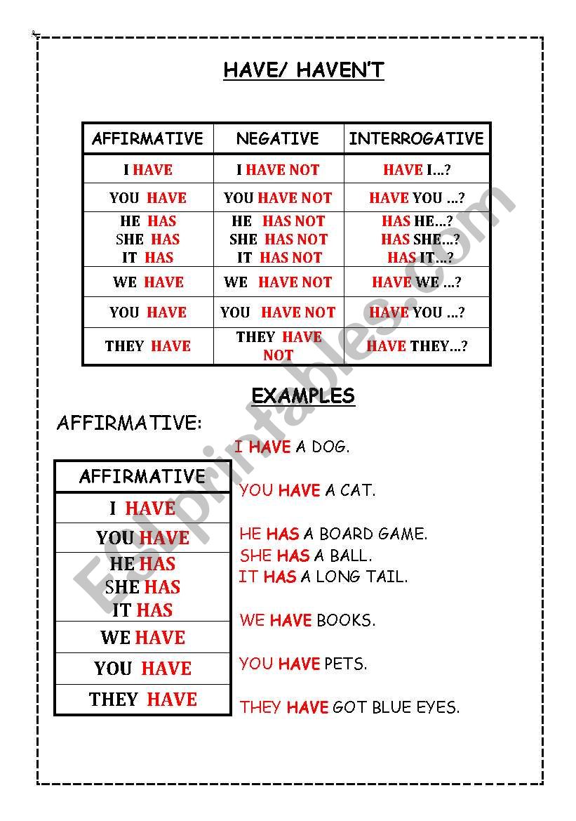 HAVE / HAVEN´T - ESL worksheet by esmp