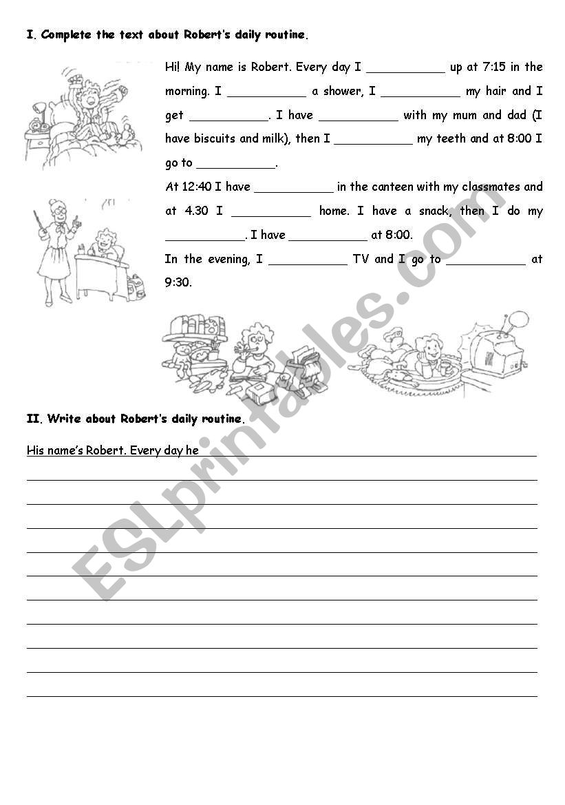Robert s Daily Routine ESL Worksheet By Valina1972 robert-s-daily-routine-esl-worksheet-by-valina1972