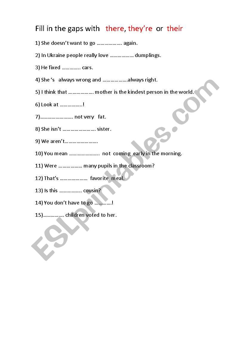 There, they´re or their - ESL worksheet by babas