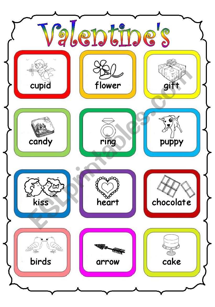 Valentine Pictionary Word List S