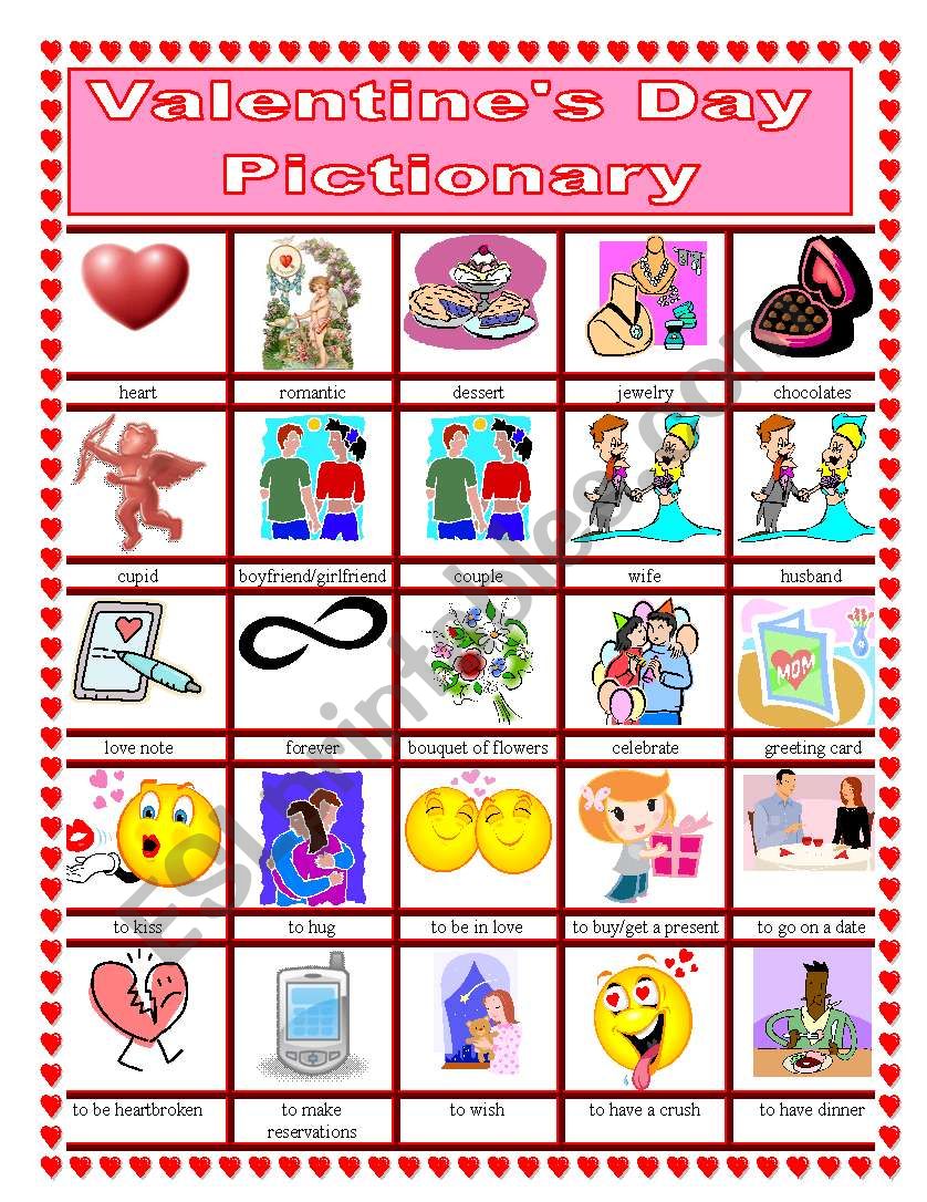 Valentine´s Day Pictionary - ESL worksheet by suzanne95212
