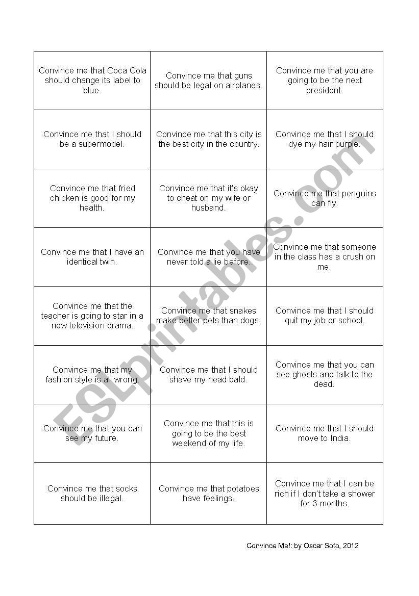 Convince Me! - ESL worksheet by monkafello Convince Me! - ESL worksheet by monkafello