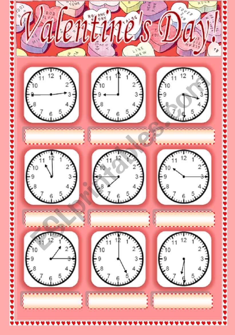 Valentine´s Day - Time - ESL worksheet by LittleFatMan