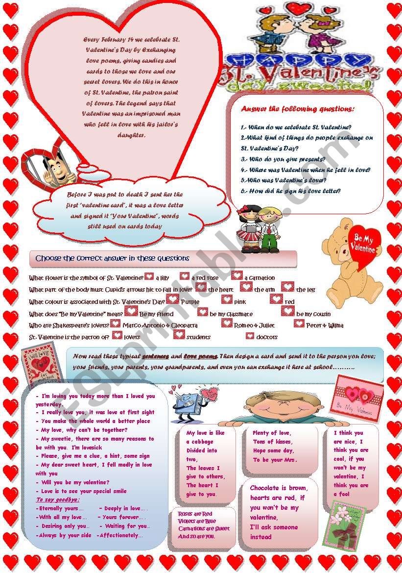 St. Valentine´s day - ESL worksheet by mariangelespp