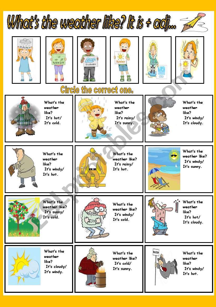 What´s the weather like? It is+ adj - ESL worksheet by Miri75