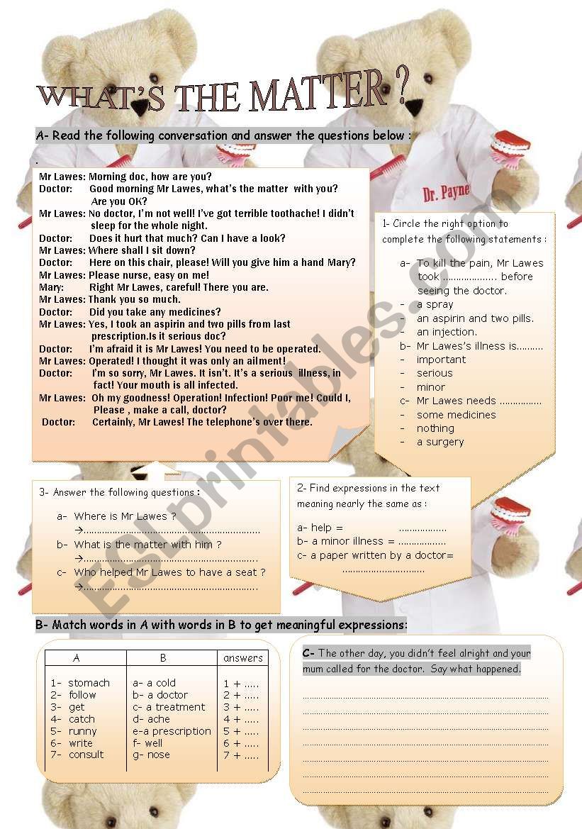What´s the matter? - ESL worksheet by magdalin