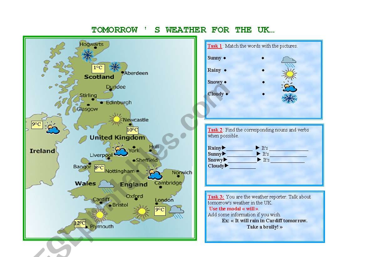 Tomorrow´s weather for the UK... - ESL worksheet by Chaplin