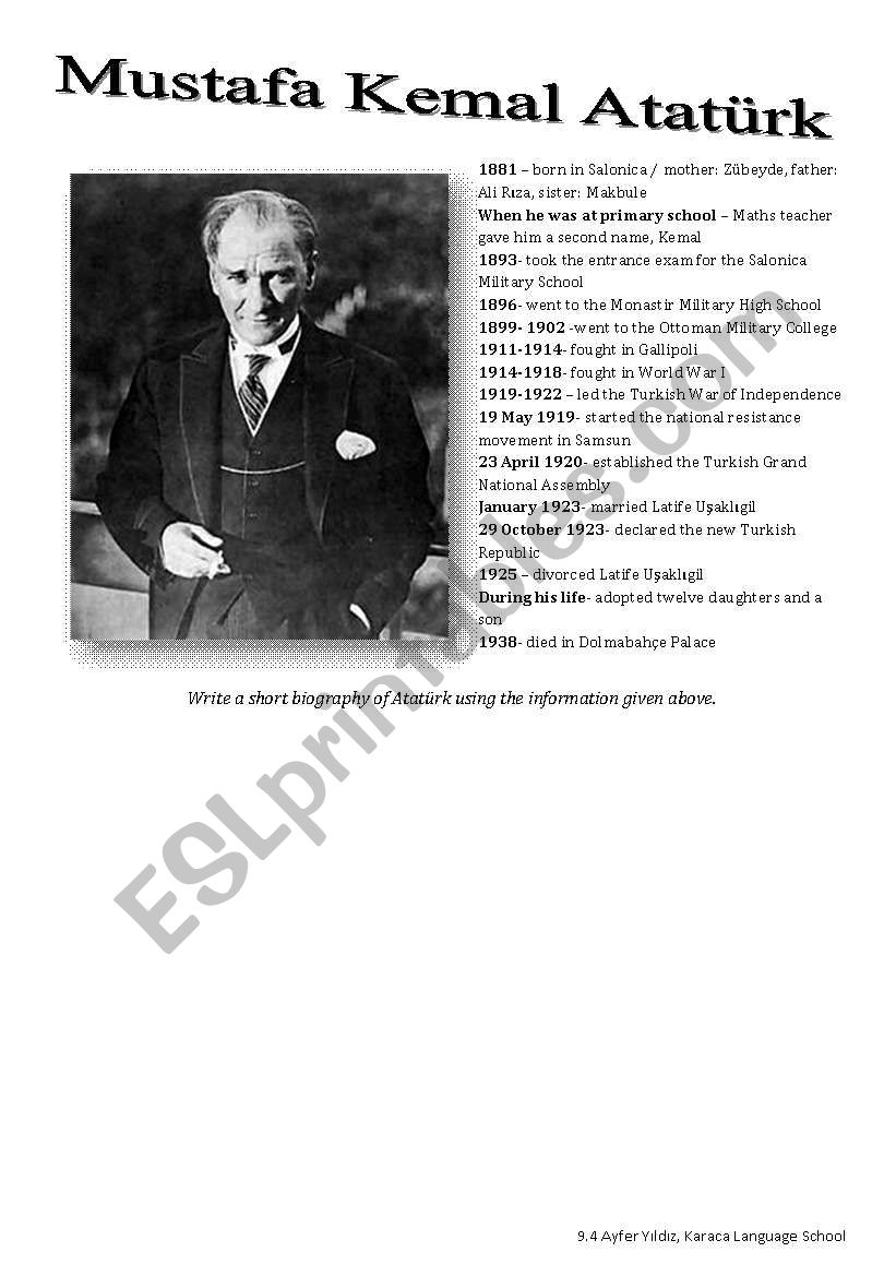 English worksheets: Mustafa Kemal Atatürk