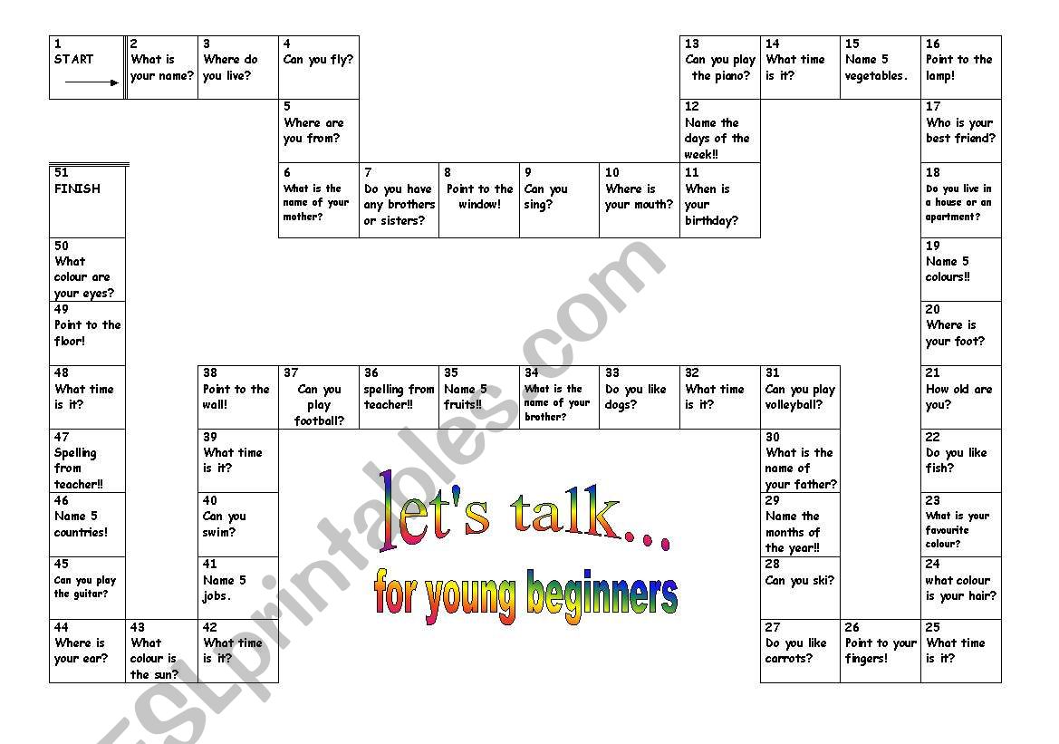 let´s Talk for Young Beginners - ESL worksheet by lynnden