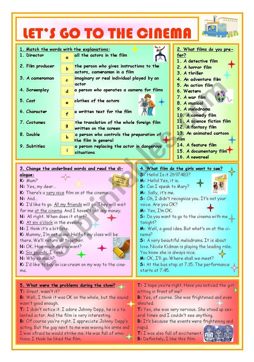 Let´s Go To The Cinema - ESL worksheet by Tmk939