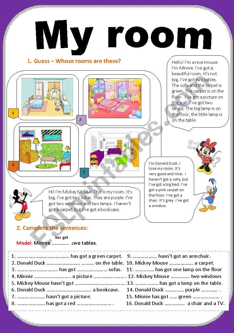 Furniture/ Guess - whose rooms are these?/ has got-hasn´t got - ESL ...