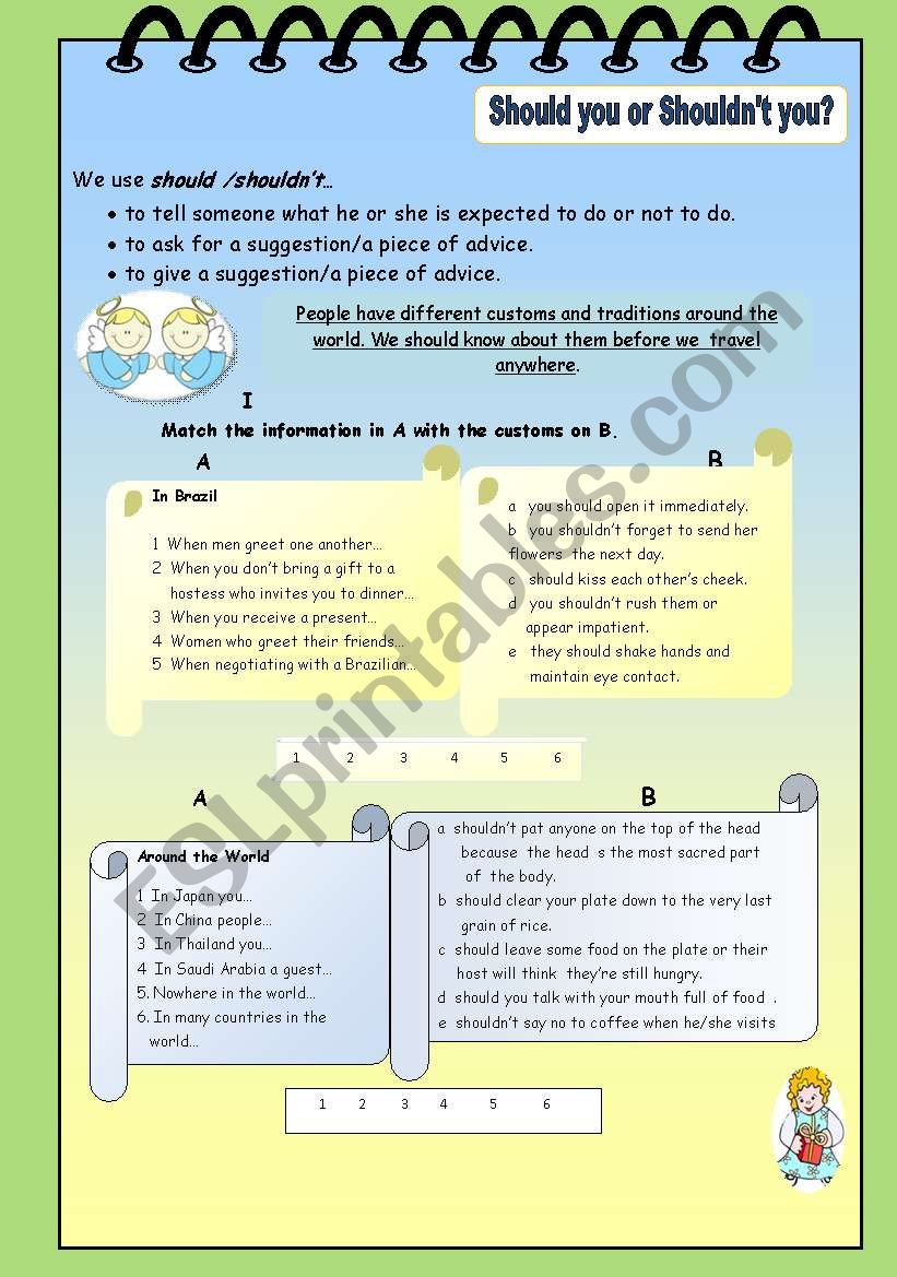 Should you or shouldn´t you? - ESL worksheet by alexia11