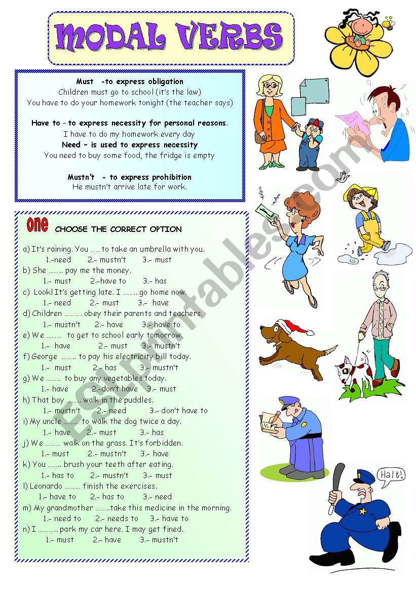 MODAL VERBS: MUST, MUSTN´T, HAVE TO, NEED - ESL worksheet by mariaah