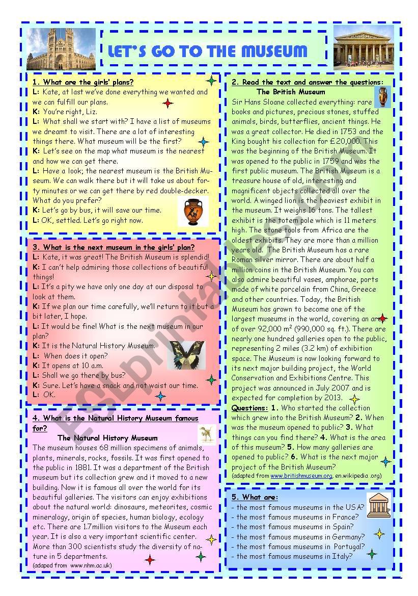 Let´s Go To The Museum - ESL worksheet by Tmk939