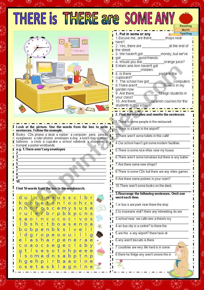 SOME ANY THERE IS THERE ARE ESL Worksheet By Patties