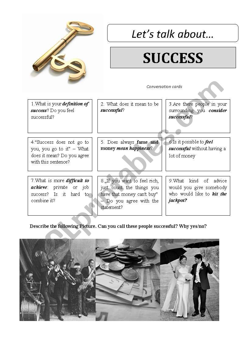 Let´s talk about SUCCESS - conversation cards - ESL worksheet by toandfro_