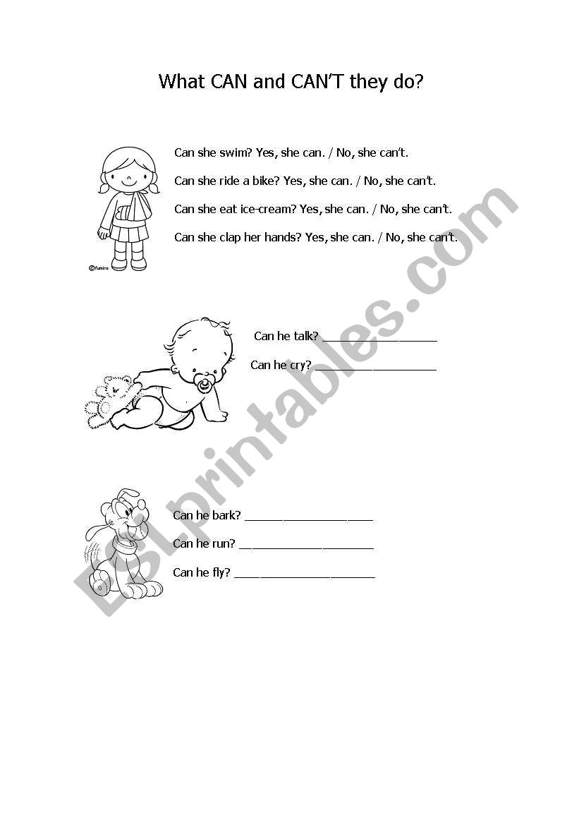 English worksheets: What CAN and CAN´T they do?
