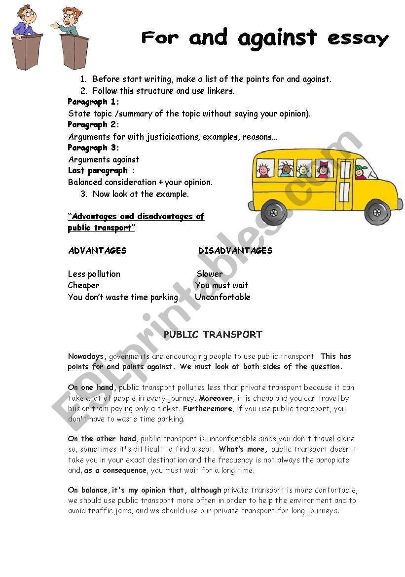 Advantages and disadvantages of public transport - ESL worksheet by truji78 Advantages and disadvantages of public transport - ESL worksheet by truji78