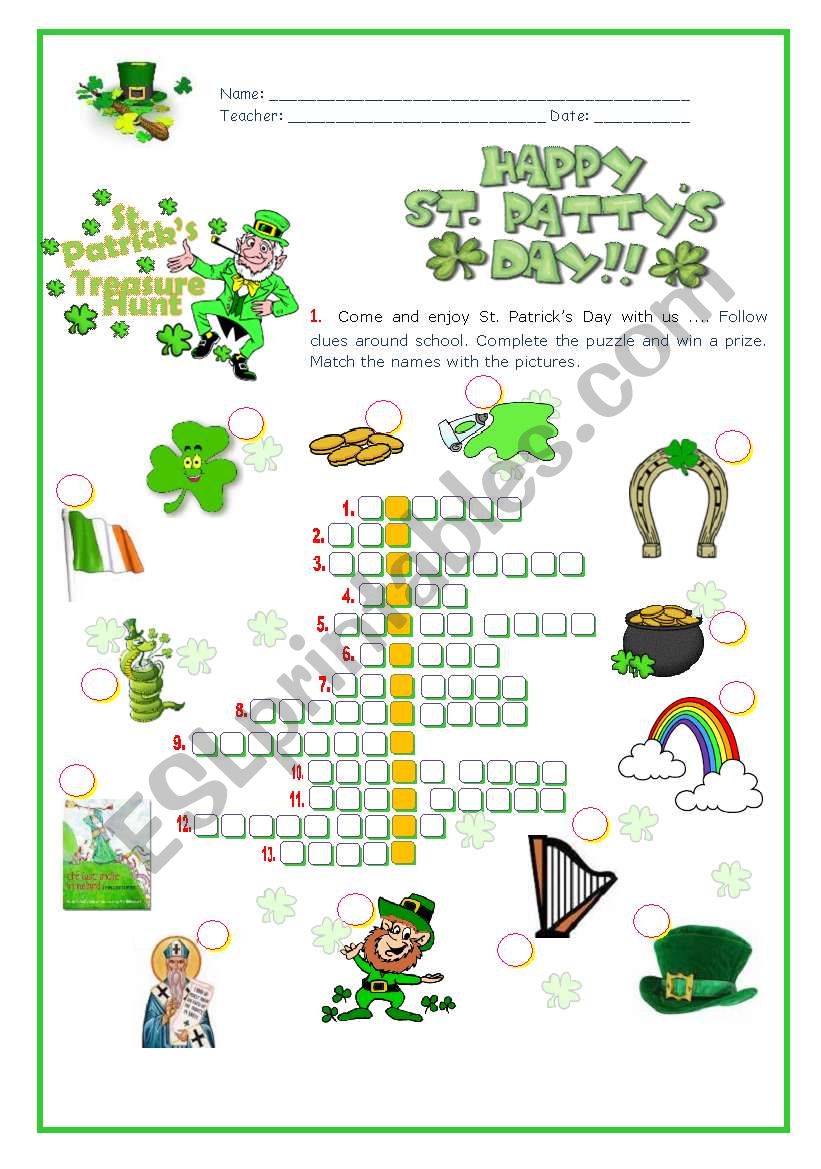 St. Patrick´s Day Treasure Hunt - Part 02 - ESL worksheet by Baby V