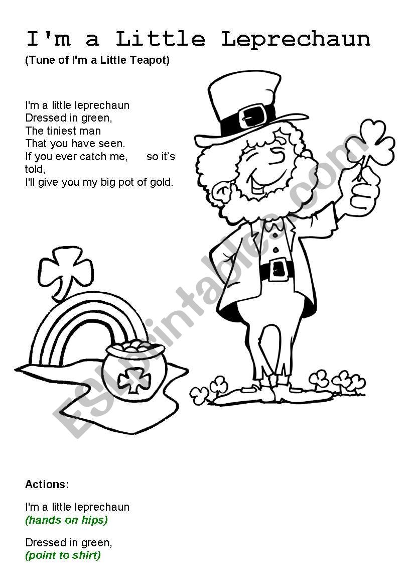 I´M A LITTLE LEPRECHAUN - ESL worksheet by MESLAIN