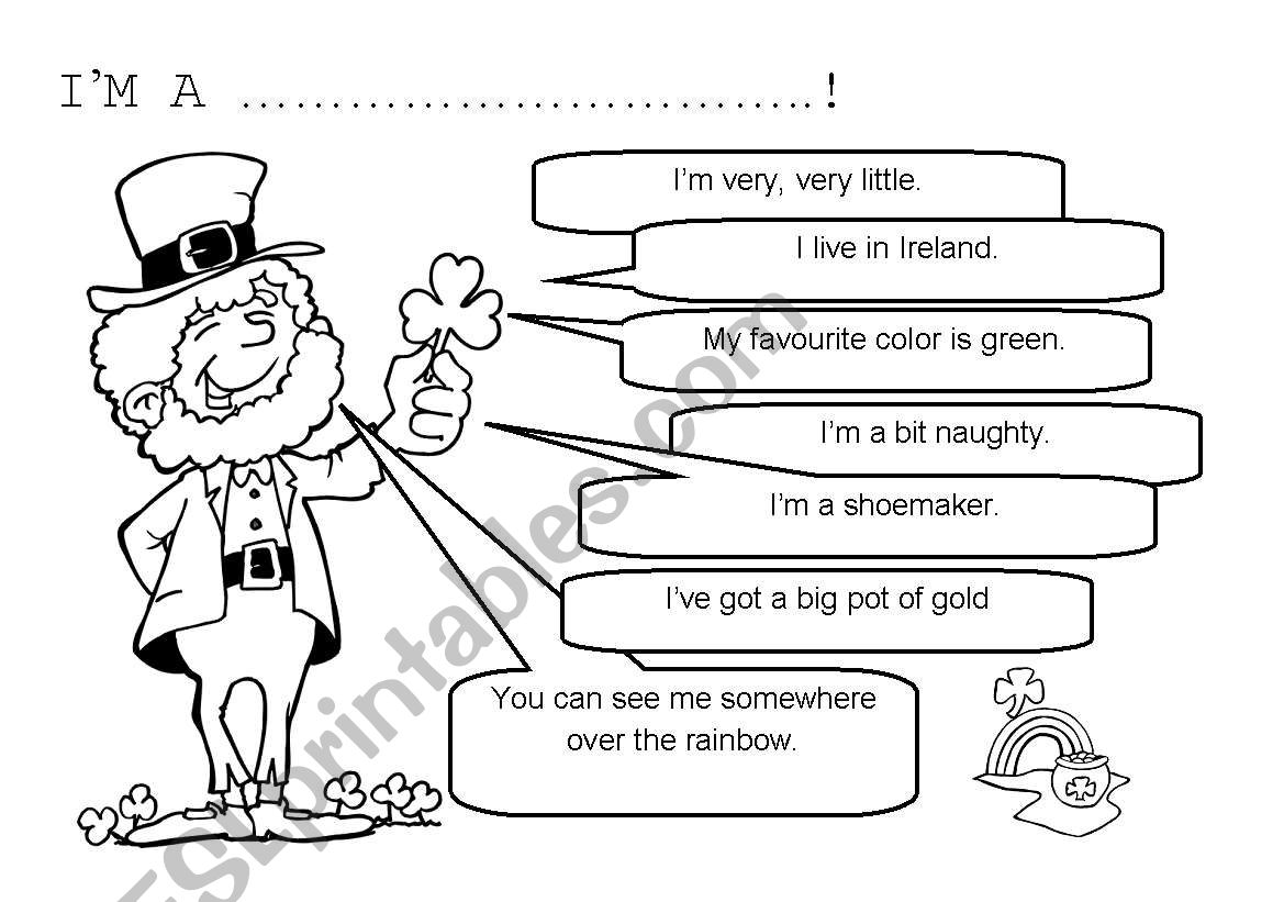 I´M A LEPRECHAUN! - ESL worksheet by MESLAIN