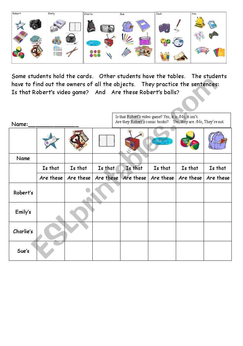 Is that Robert´s video game? - ESL worksheet by clc1234