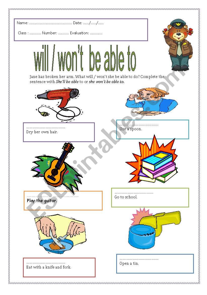 will / won’t be able to - ESL worksheet by vanda51