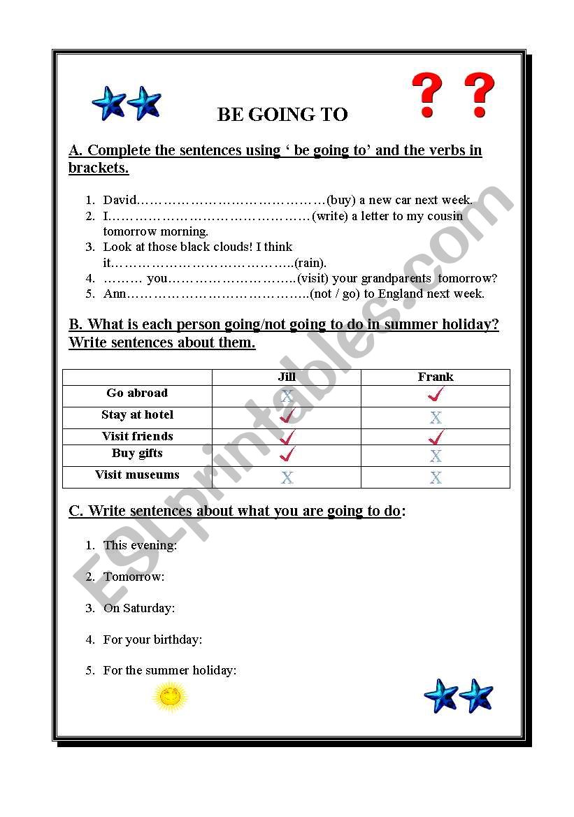 Future Tense with ´be going to´ - ESL worksheet by nikontas