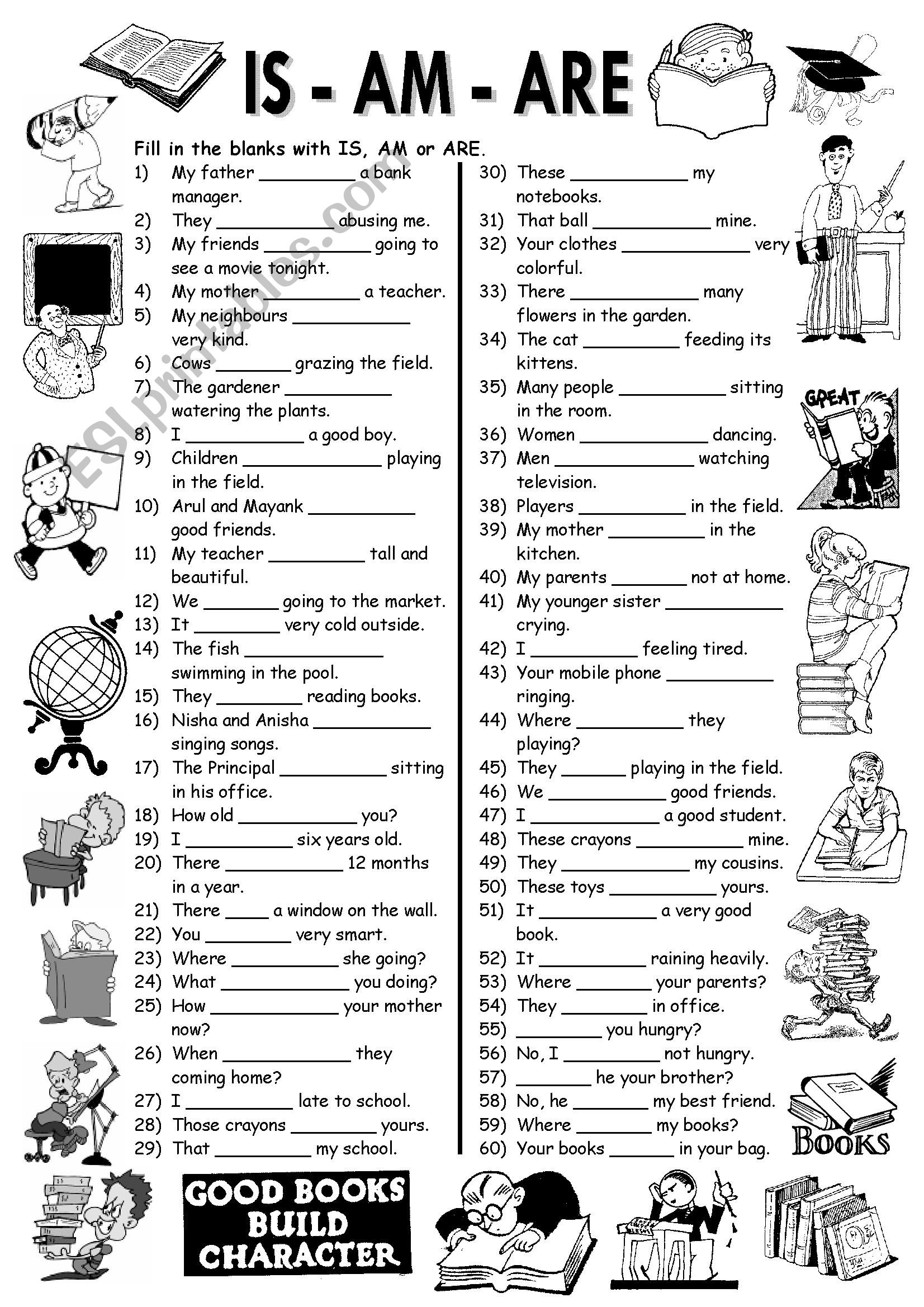 Exercises On IS AM ARE Editable With Answer Key ESL Worksheet By 